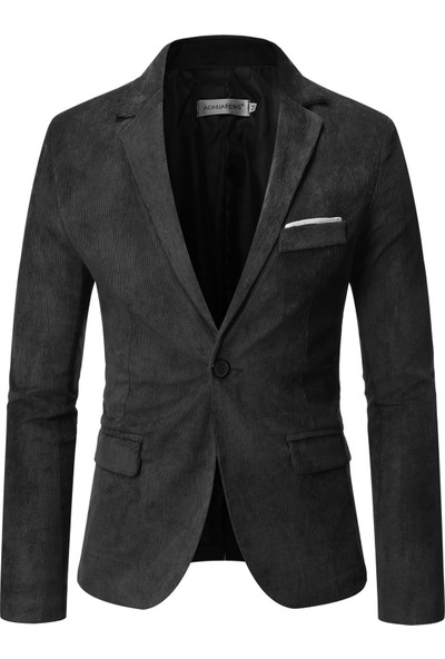 Gemdeck Erkek Slim Fit Günlük Tek Düğme Kadife Blazer Ceket (Yurt Dışından)
