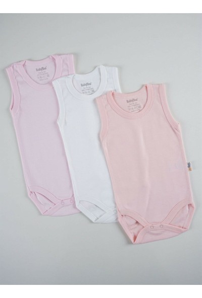 Miniko Kids Yeni Sezon Askılı Düz Renk 3lü Kız Bebek Çıtçıtlı Badi Zıbın