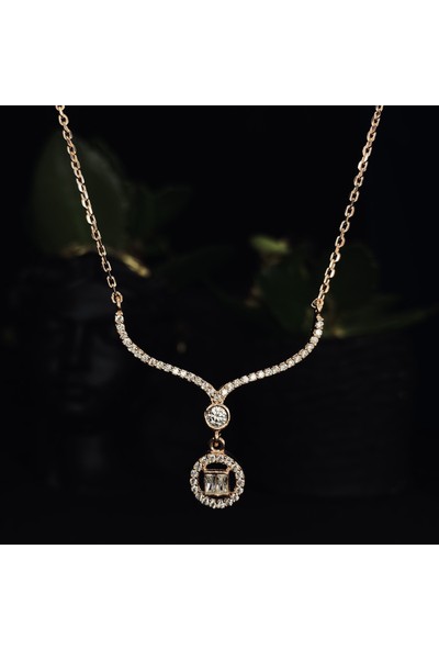 925 Ayar Gümüş Yuvarlak Dilek Baget Rose Kolye 925 Ayar Gümüş Yuvarlak Dilek Baget Rose Kolye