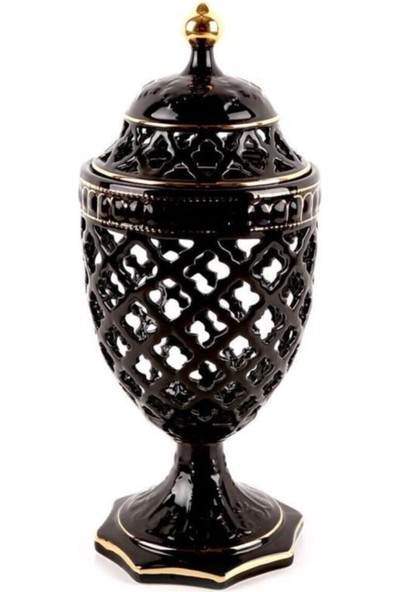 Star Dekor Black Gold Ayaklı Kup 36 cm Star Dekor Black Gold Ayaklı Kup 36 cm