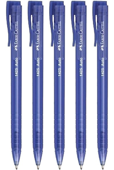 Faber-Castell Faber Castell 1425 Auto Basmalı Tükenmez Kalem 1.0 Mavi 5'li Faber-Castell Faber Castell 1425 Auto Basmalı Tükenmez Kalem 1.0 Mavi 5'li