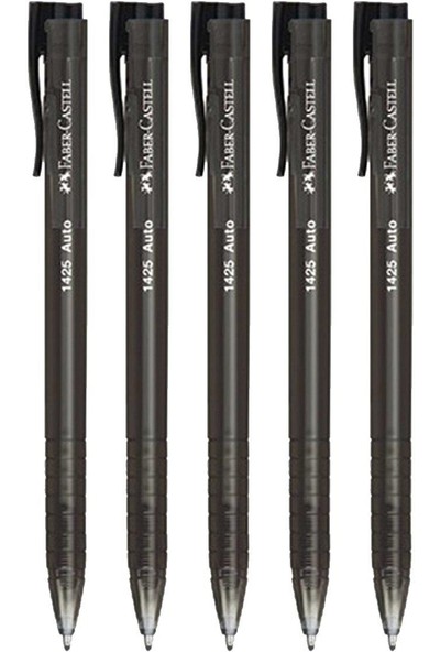 Faber-Castell Faber Castell 1425 Auto Basmalı Tükenmez Kalem 1.0 Siyah 5'li Faber-Castell Faber Castell 1425 Auto Basmalı Tükenmez Kalem 1.0 Siyah 5'li