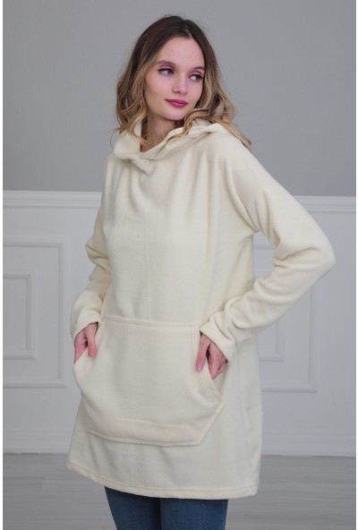 Ayşe Tasarım Önden Cepli Polar Sweatshirt Krem Sw-1Pl Ayşe Tasarım Önden Cepli Polar Sweatshirt Krem Sw-1Pl