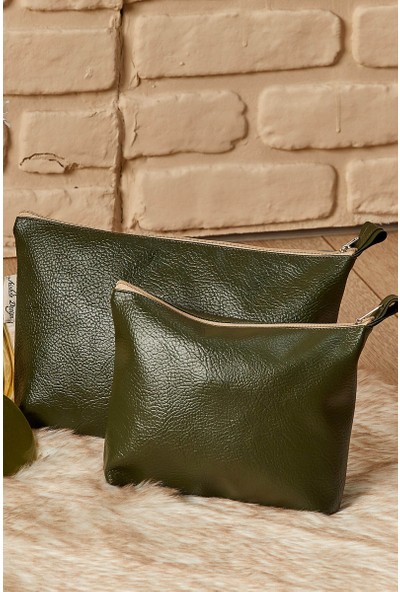 Ayşe Tasarım Kadife Desen El Çantası Küçük Petrol Yeşili Cmk-5Sd