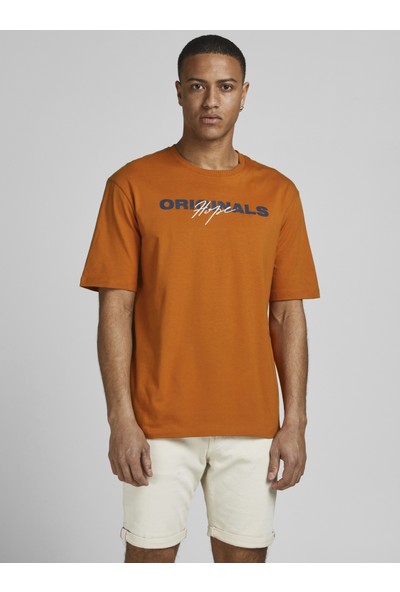 Jack & Jones Bisiklet Yaka Logo Baskili Tisört