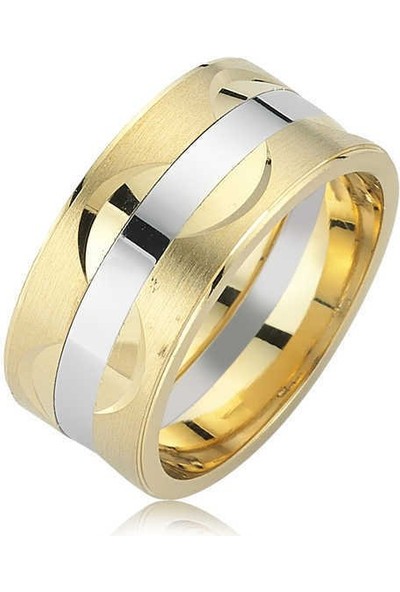 Gumush Altın Kaplama Erkek Alyans