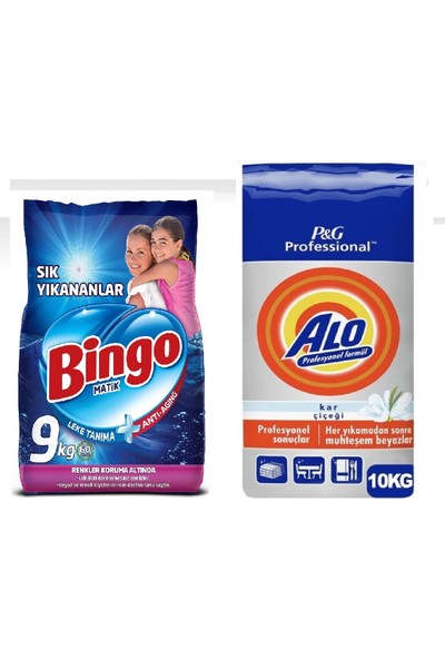 Bingo Sık Yıkananlar 9 kg 60 Yıkama + Alo Kar Çiçeği 10 kg