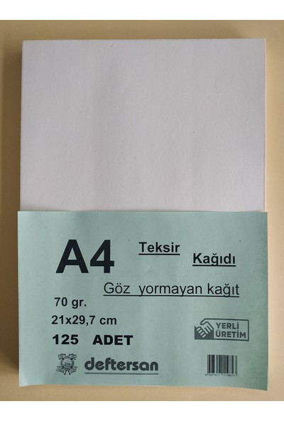 Deftersan A4 Teksir Kağıdı 125 Adet 70 gr Deftersan A4 Teksir Kağıdı 125 Adet 70 gr