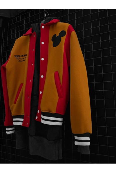 Abluka Online Mickey Mouse Yamalı Bomber Ceket Kırmızı Taba Abluka Online Mickey Mouse Yamalı Bomber Ceket Kırmızı Taba