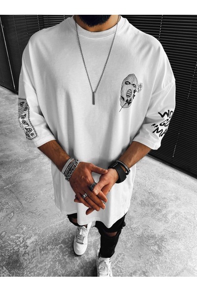 Abluka Online Süper Oversize World Gone Mad Baskılı T-Shirt