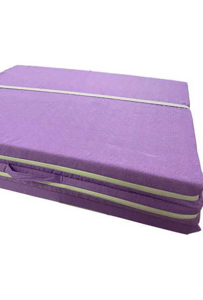 Olgun Home Tek Kişilik Katlanır Yer Yatağı Sünger Yatak Mor Kırçıllı 80X180 Cm-7 cm