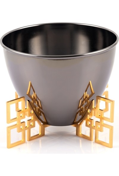 Cemile Lazer Ayak Küçük Titanium Kase 19X19X16 cm