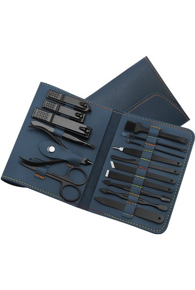 16 Adet / Takım Tırnak Kesici Set Tırnak Makası Katlanır Çanta Paslanmaz Çelik Kesici Aracı Parmak Manikür Araçları Manikür Tırnak Makası | Clippers & Amp;düzelticiler (Mavi)