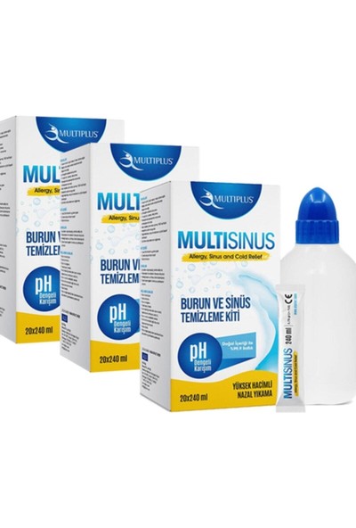 Multiplus Sinüs Rinse Burun ve Sinüs Temizleme Kiti 20 Saşe x 3 Kutu 60 Saşe Multiplus Sinüs Rinse Burun ve Sinüs Temizleme Kiti 20 Saşe x 3 Kutu 60 Saşe