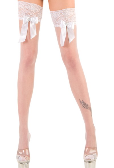 Bonie Aksesuarlı Beyaz Gelin Jartiyer Çorabı