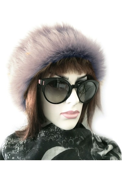 Shark Anatolia El Yapımı Yün Açık Boz Kahve Kürklü Kadın Gerçek Deri Börk Şapka