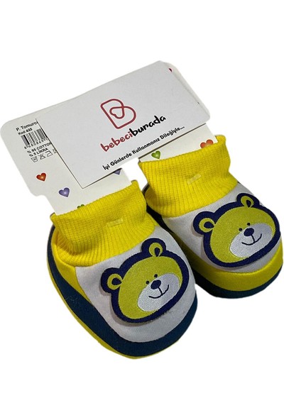 Taraftar Ayıcık Desenli Bebek Penye Patik