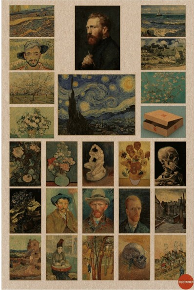 Posterica Van Gogh Retro Kraft Kolaj Set - 27'li Set - Minimalist Aesthetic - Yapıştırıcılı Posterica Van Gogh Retro Kraft Kolaj Set - 27'li Set - Minimalist Aesthetic - Yapıştırıcılı