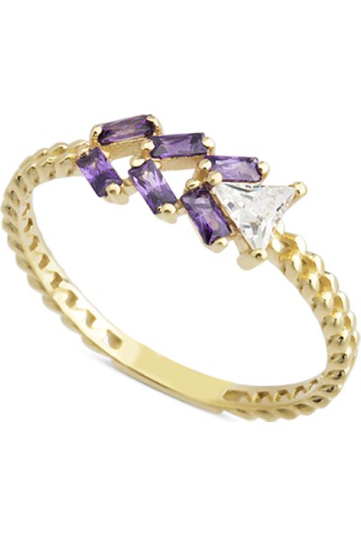 Harem Altın 14 Ayar Altın Mini Mor Baget Taşlı Yüzük Harem Altın 14 Ayar Altın Mini Mor Baget Taşlı Yüzük