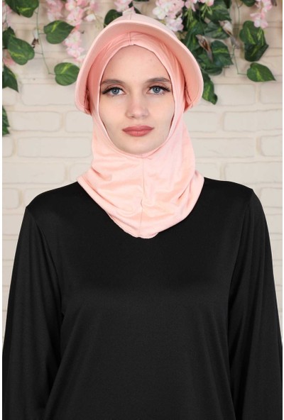 Ayşe Tasarım Şapkalı Penye Bone Pudra Sp-2