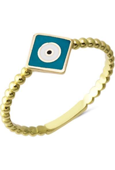 Harem Altın 14 Ayar Altın Mineli Kare Göz Yüzük