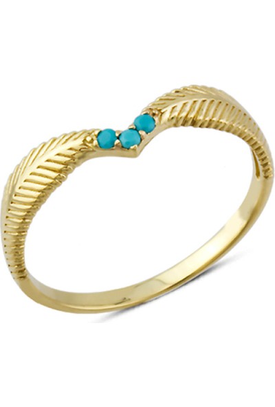 Harem Altın 14 Ayar Altın Mavi Taşlı Palmiye Yüzük