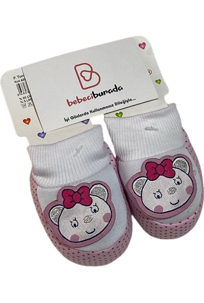 Ayıcık Desenli Bebek Penye Patik