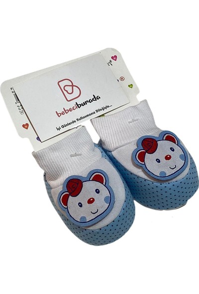 Ayıcık Desenli Bebek Penye Patik