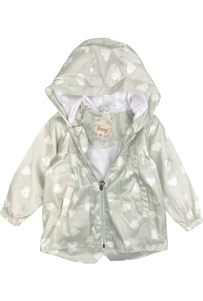 Verscon Pili Detay Mint Kapüşonlu Kız Bebek Yağmurluk