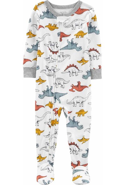 Carter's Erkek Çocuk Dinozor Desenli Pamuk Tulum Uzun Kollu