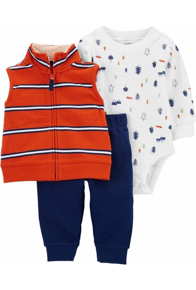 Carter's Erkek Bebek Yelekli Set 3'lü Paket Turuncu Carter's Erkek Bebek Yelekli Set 3'lü Paket Turuncu