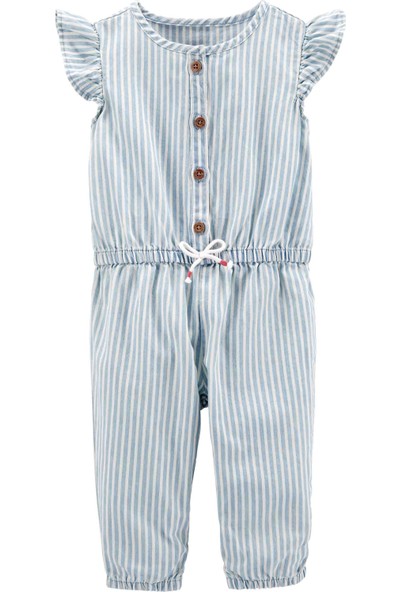 Carter's Kız Bebek Çizgili Kolsuz Tulum Açık Mavi Carter's Kız Bebek Çizgili Kolsuz Tulum Açık Mavi