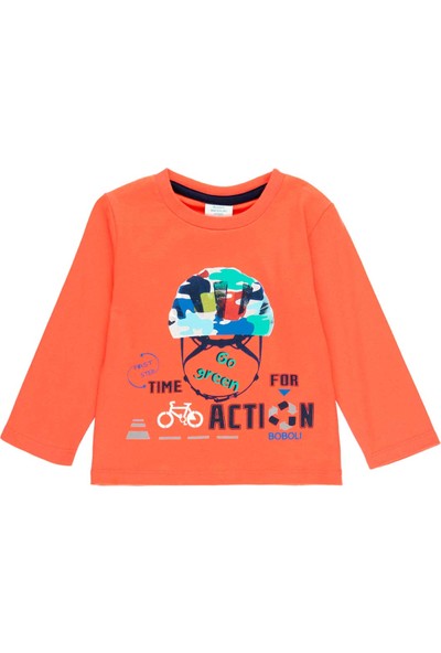 Boboli Erkek Bebek Uzun Kollu Tişört Bisiklet Desenli Kırmızı