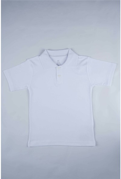 Miniko Kids Kısa Kol Polo Yaka Beyaz Lakos Okul Tişörtü