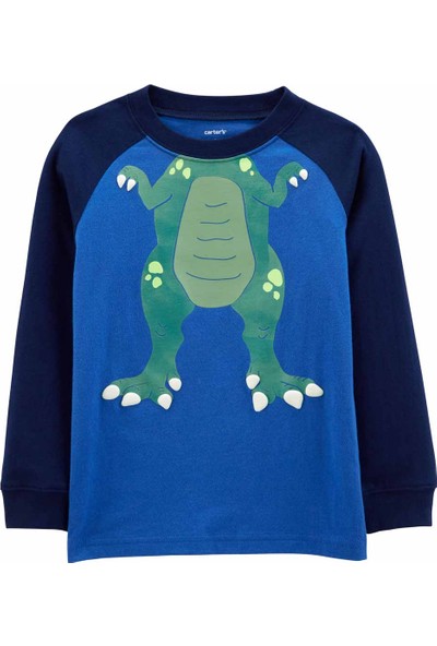 Carter's Küçük Erkek Çocuk Dinazor Desenli Tshirt Mavi