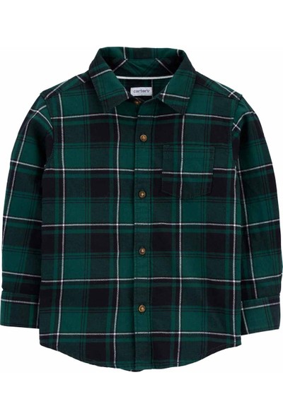 Carter's Erkek Çocuk Ekose Uzun Kollu Gömlek Yeşil