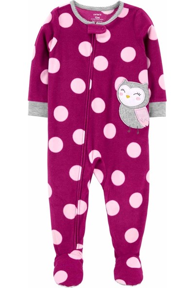 Carter's Kız Çocuk Puantiye Uzun Kollu Patikli Uyku Tulumu Koyu Pembe