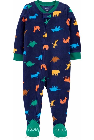 Carter's Erkek Çocuk Dinozor Desenli Uzun Kollu Patikli Uyku Tulumu Lacivert