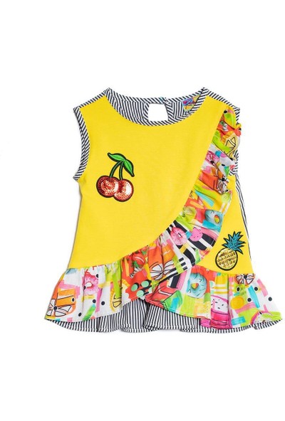Rosalita Senoritas Kız Çocuk Meyve Desenli Kolsuz Bluz Sarı