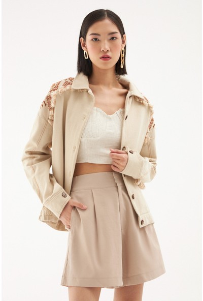 Quzu Püskül Detaylı Ceket Taş