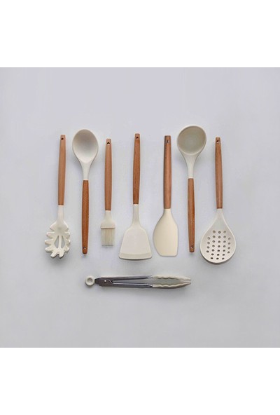 Senin Dükkanın 8 Parça Kremrengi Maşalı Mutfak Servis Seti Senin Dükkanın 8 Parça Kremrengi Maşalı Mutfak Servis Seti