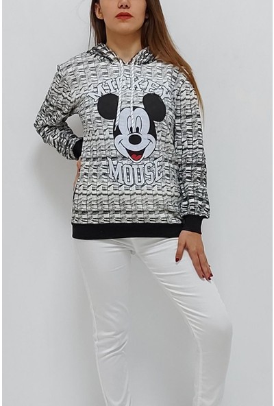 İnobag Baskılı Kapüşonlu Sweatshirt Siyah