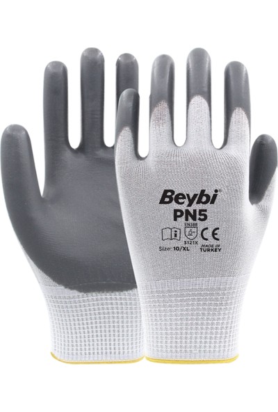 Beybi Pn5 Polyester Örme Nitril Eldiven Gri No:10 12'li Peket Beybi Pn5 Polyester Örme Nitril Eldiven Gri No:10 12'li Peket
