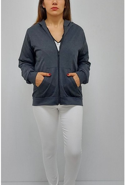 İnobag Kapüşonlu Fermuarlı Sweatshirt Antrasit
