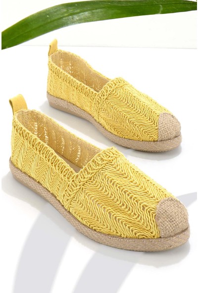 Bambi Sarı Örgü Kadın Espadril K01823300016