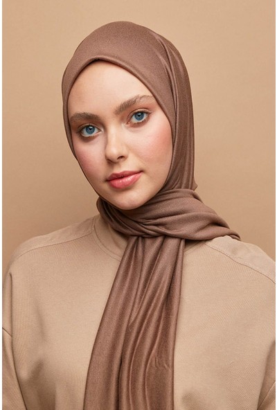 Naciye Sultan Tesettür Penye Şal Kahverengi