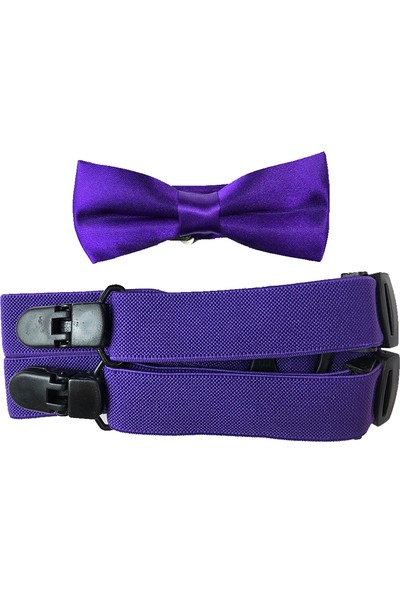 Kemer Sepeti Mor Çocuk Pantolon Askısı ve Papyon Kombini Kemer Sepeti Mor Çocuk Pantolon Askısı ve Papyon Kombini