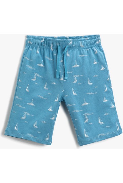 Koton Erkek Çocuk Yaz Temalı Baskılı Şort Pamuklu Beli Bağcıklı