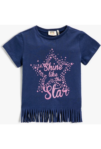 Koton Yıldız Baskılı Püsküllü Tişört Pamuklu