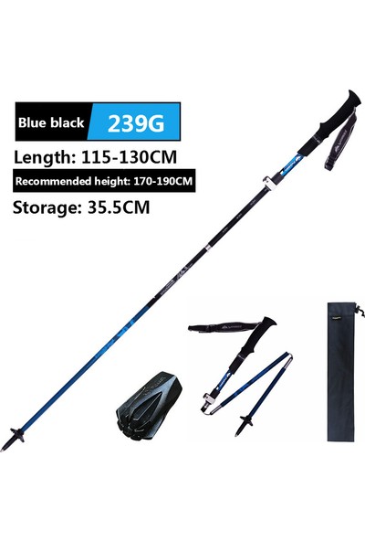 Pıoneer Karbon Fiber Katlanır Trekking Kutup Ultra Hafif Ayarlanabilir Seyahat Yürüyüş Yürüyüş Kuzey Kar Bastonu 1 Adet (Yurt Dışından)